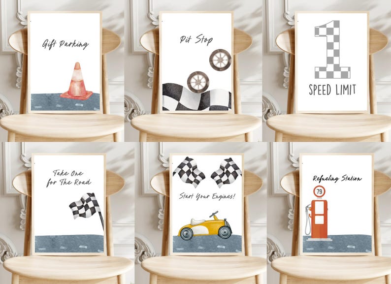 Editable Race Car Signs Hot Wheels Party Signs Racing Car Birthday ...