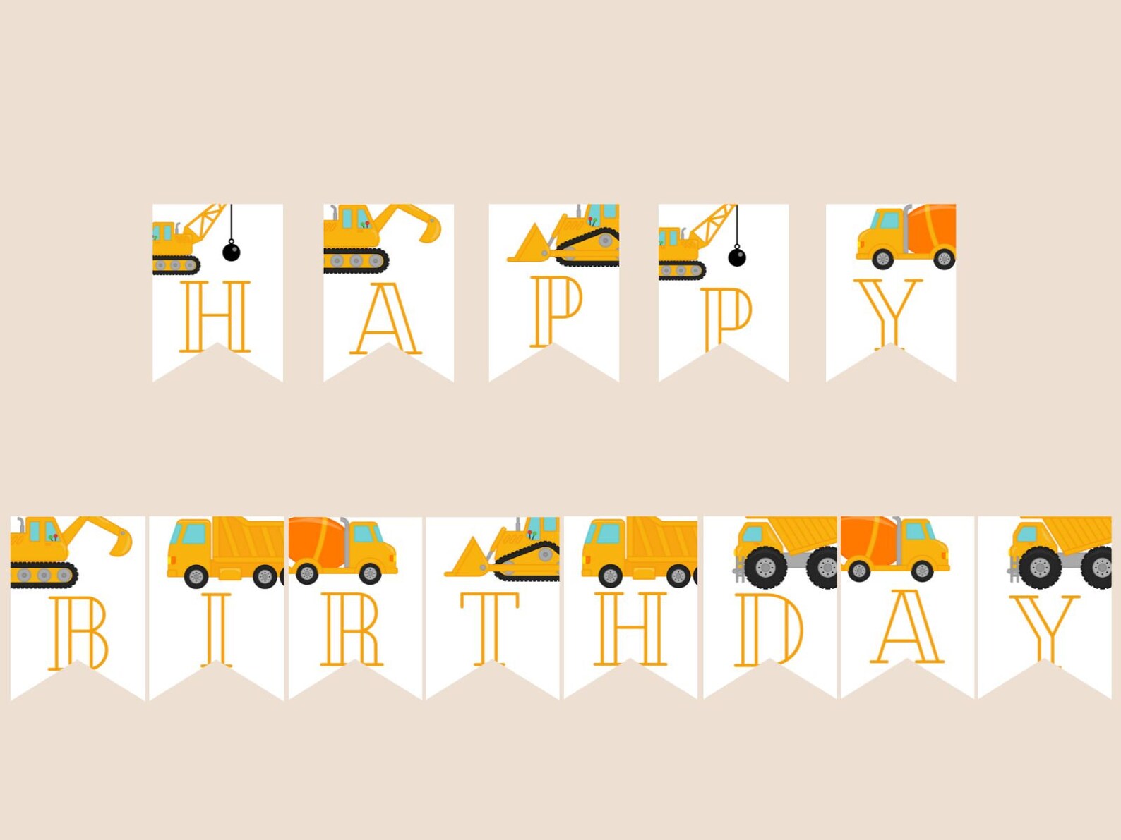 EDITABLE Construction Digger Dumper Truck Plate Insert Topper Birthday ...