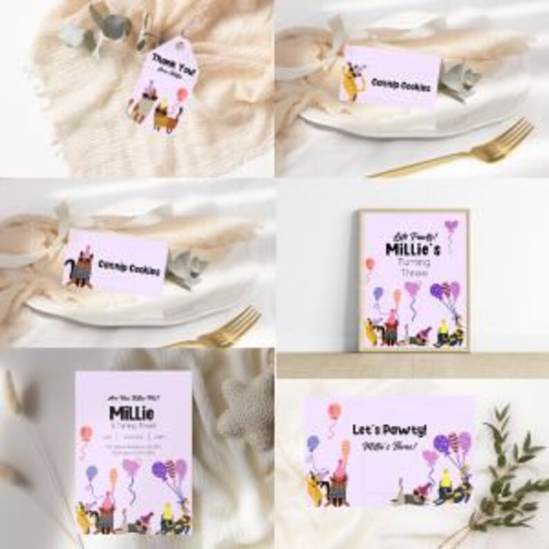 EDITABLE Cat Birthday Party Food Labels Template Sunglasses Kitty Cat ...
