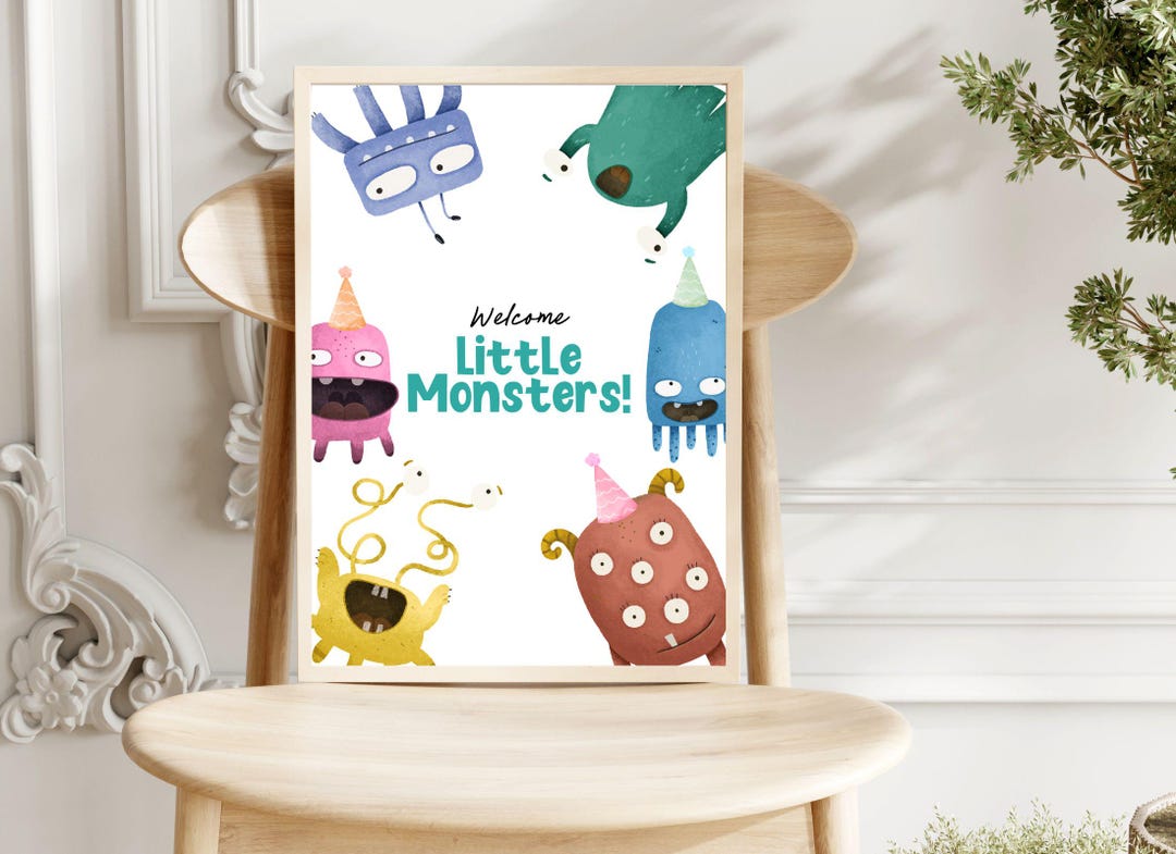 Editable Monsters Welcome Sign Little Monsters Party Sign Monster ...