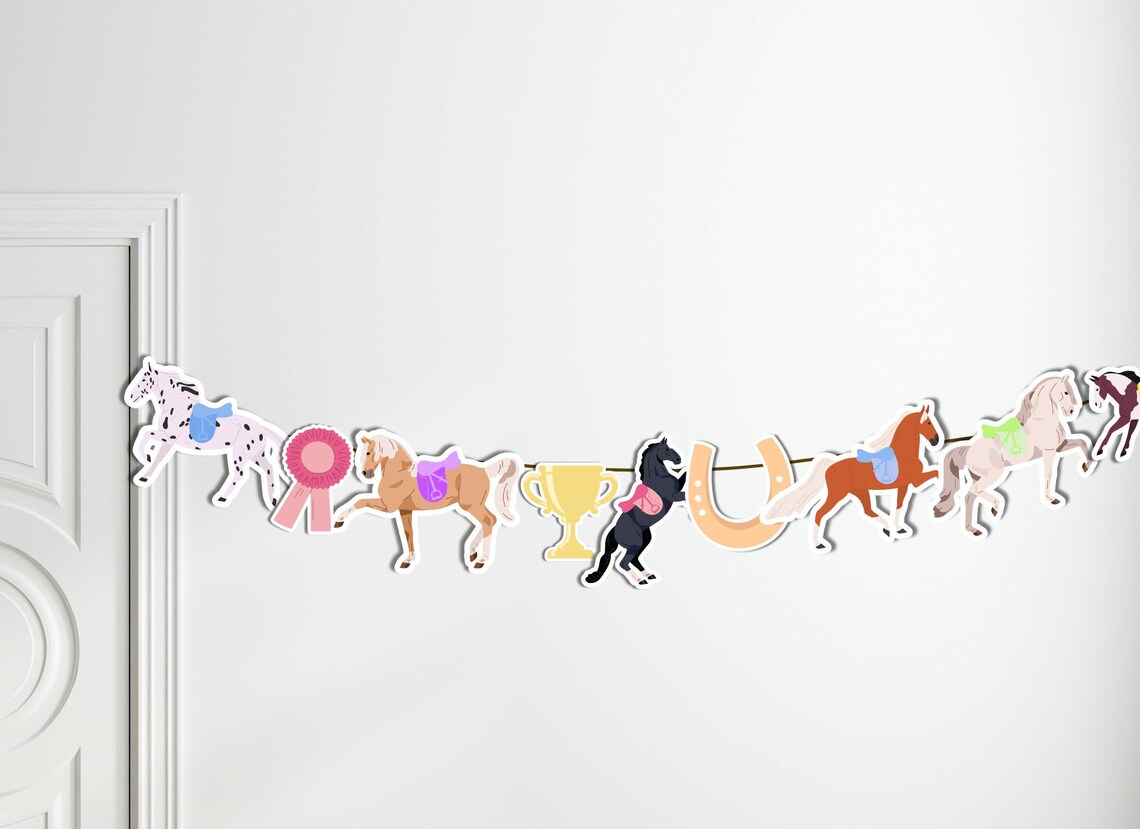 Printable Horse Garland, Pony Party Decor, Equestrian Banner, Instant ...