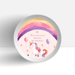 EDITABLE Unicorns Rainbow Girls Pink Balloons Tent Food Label First ...