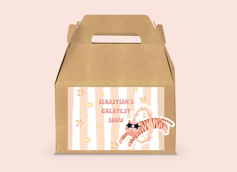 EDITABLE Circus Gable Box Label Greatest Show Party Box Label Pastel ...