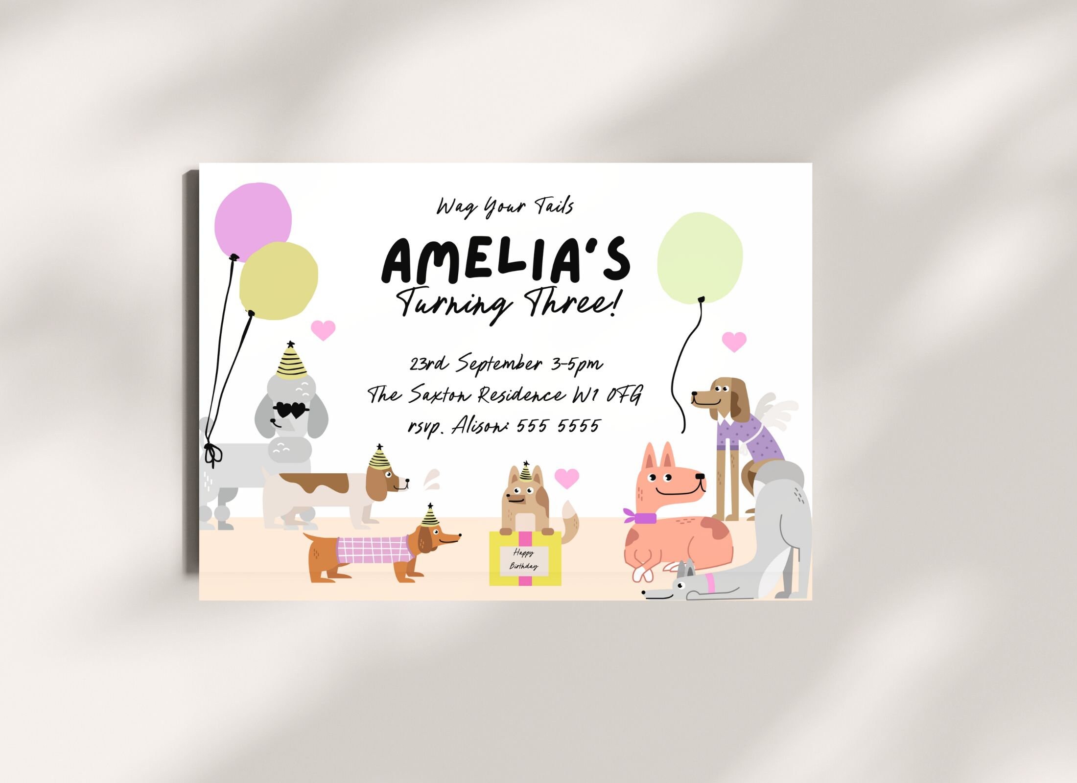 EDITABLE Dog Party Signs Puppy Pawty Welcome Signs Girls Birthday Party ...