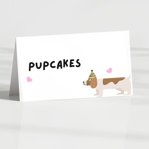 EDITABLE Dog Party Labels Puppy Pawty Food Tent Labels Girls Birthday ...