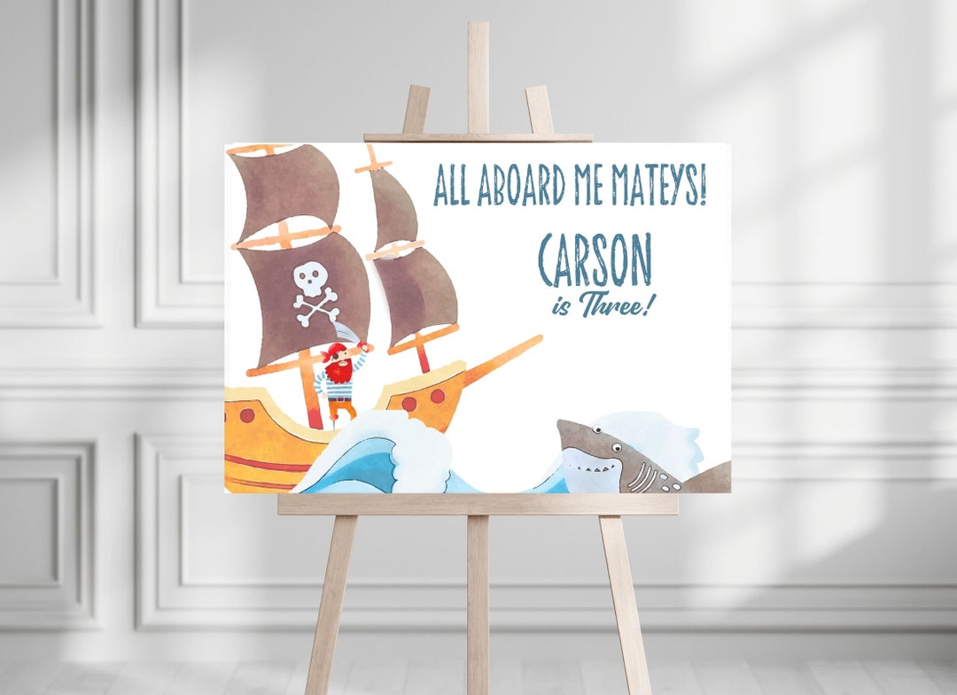 EDITABLE Pirate Welcome Sign Ahoy Matey Birthday Party Signs Instant Download Pirate Party Sign ...
