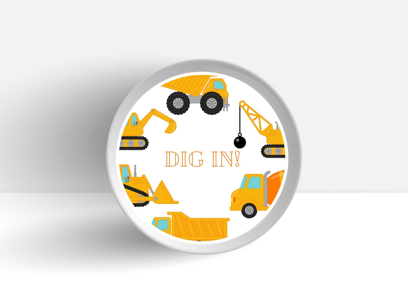 EDITABLE Construction Digger Dumper Truck Plate Insert Topper Birthday ...