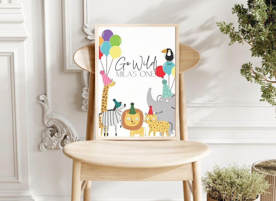 Editable Safari Animals Welcome Sign Jungle Animals Party Sign Zoo ...