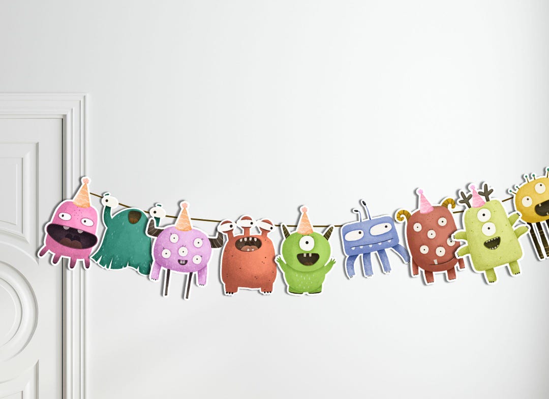 Printable Monster Garland Little Monsters Banner Monster Birthday Party ...