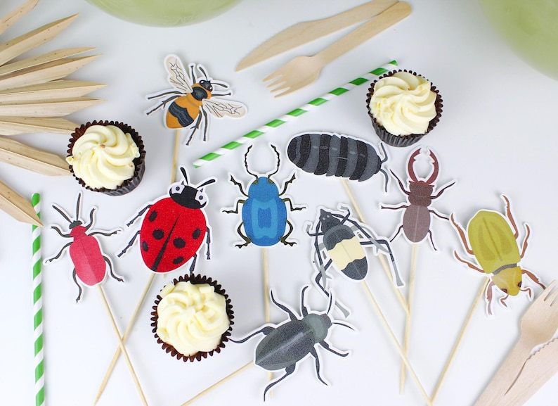 Bug Cake Toppers, Creepy Crawlie Cupcake Toppers, Insect Birthday Cake ...