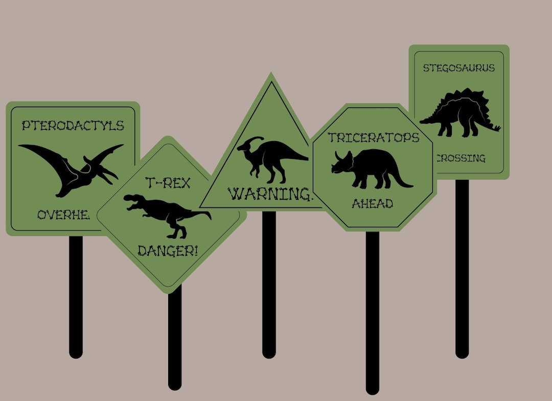 Dinosaur Birthday Party Signs Decorations Warning Road Signs Customised ...