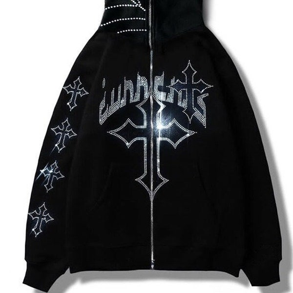 Y2k Skeleton Zip up Hoodie - Etsy