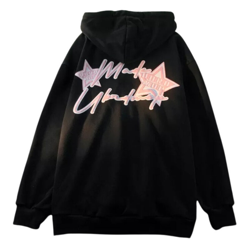 Y2K Star Zip up Hoodie, Goth Clothes, Star Embroidery Hoodie, Oversized Sweatshirt, Y2K Clothing ...