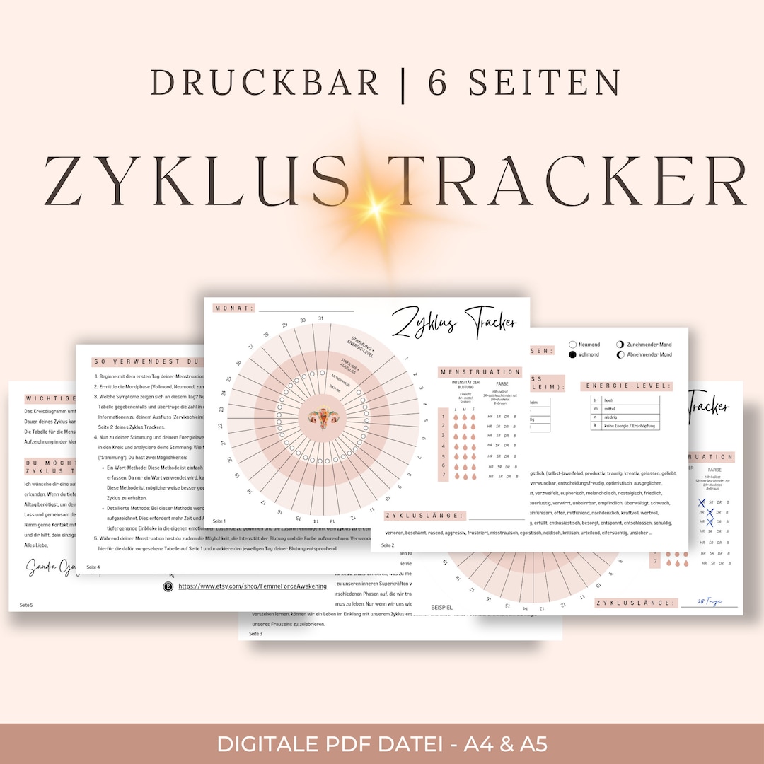 Zyklus Tracker Druckbar / Zyklus Kalender/ Perioden Journal ...