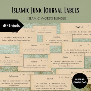 40 Islamic Sticker Bundle Islamic Words Vintage Label Sticker Islamic ...