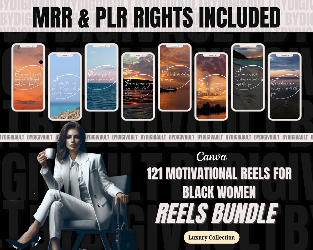 111 Motivational Reels for Black Women, Empowerment Canva Editable ...
