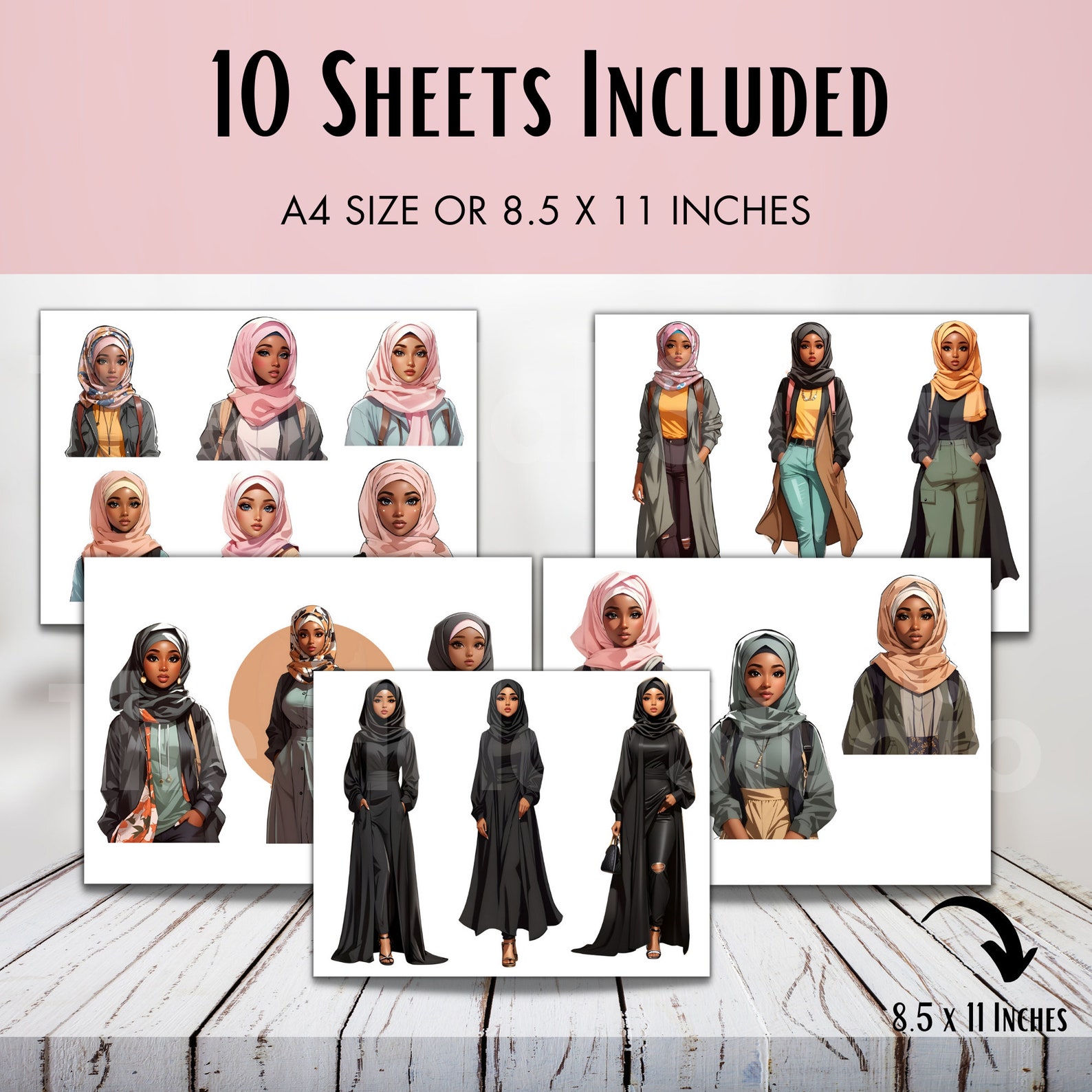 30 Hijabi Clipart Bundle Black Hijabi Stickers Hijabi Women Stickers ...