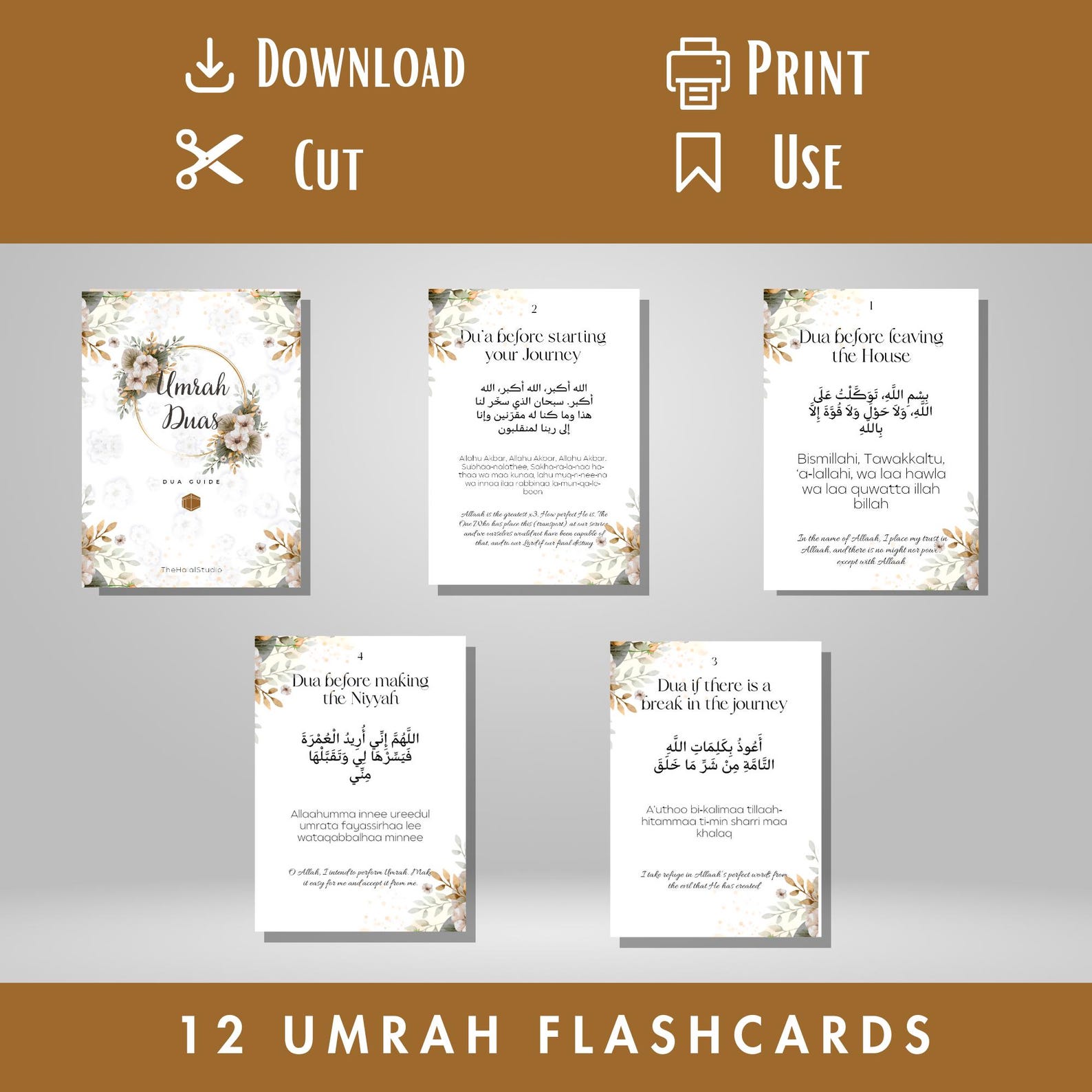 Printable Umrah Dua Cards Umrah Floral Cards Umrah Guide Printable ...