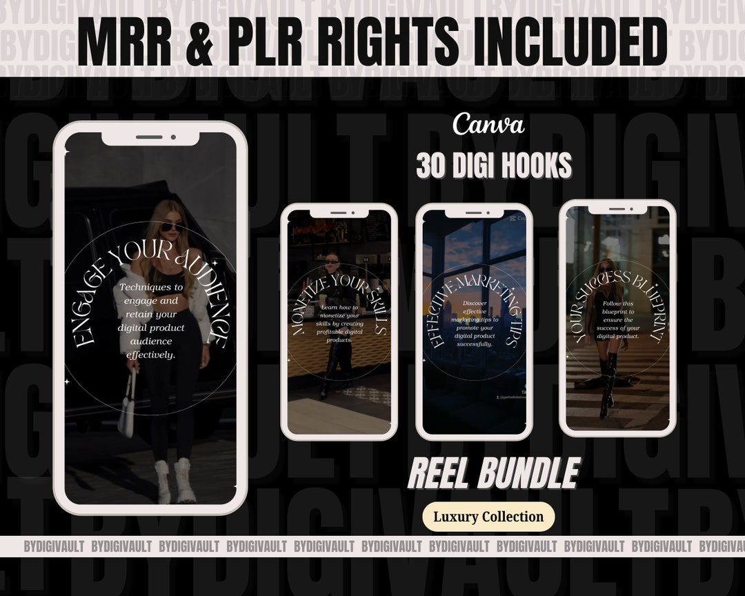 30 Digi Hooks PLR Reels Template Faceless Marketing Dfy, Sell on Etsy Mrr,youtube Short, Tiktok ...