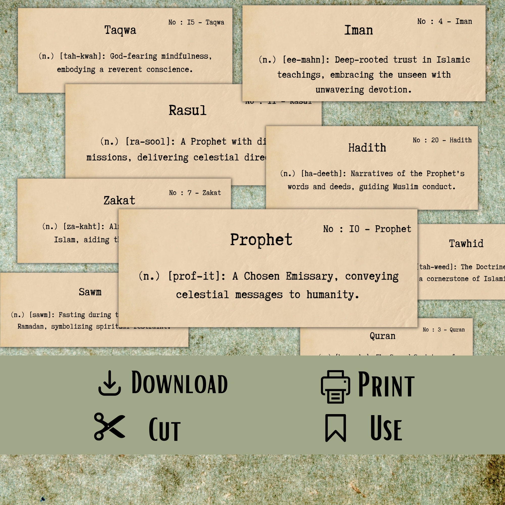 40 Islamic Sticker Bundle Islamic Words Vintage Label Sticker Islamic ...