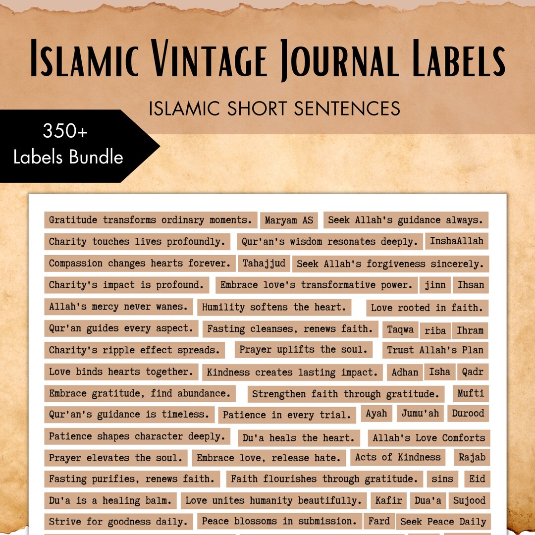350+ Islamic Sticker Bundle | Islamic Vintage Label Sticker | Islamic ...