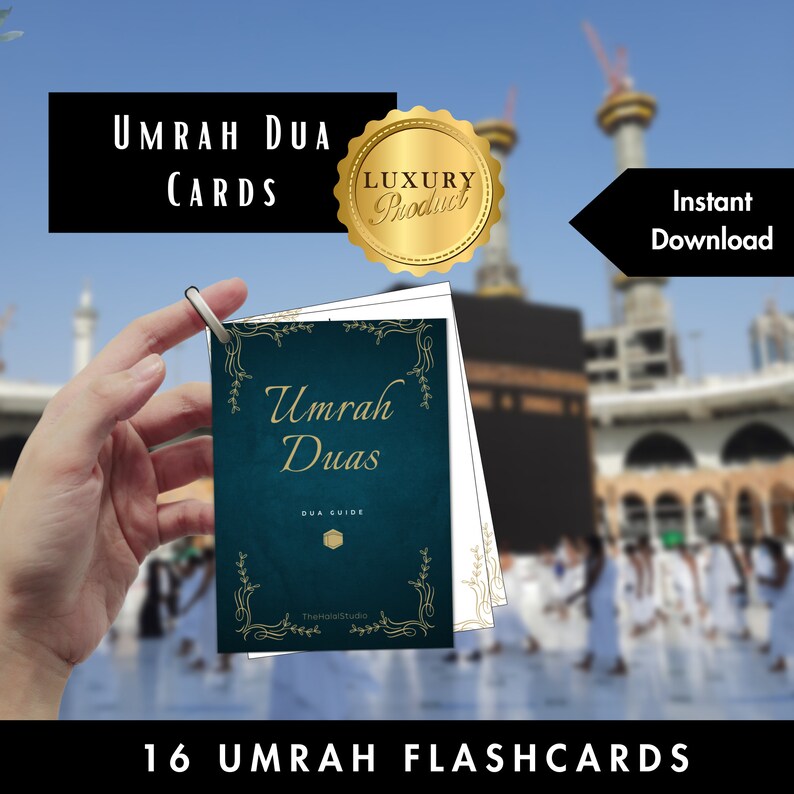 Golden Green Umrah Dua Umrah Cards Umrah Guide Printable Umrah Dua ...