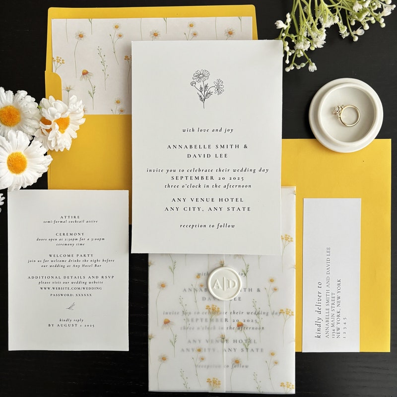Yellow Wedding Invitation - Etsy