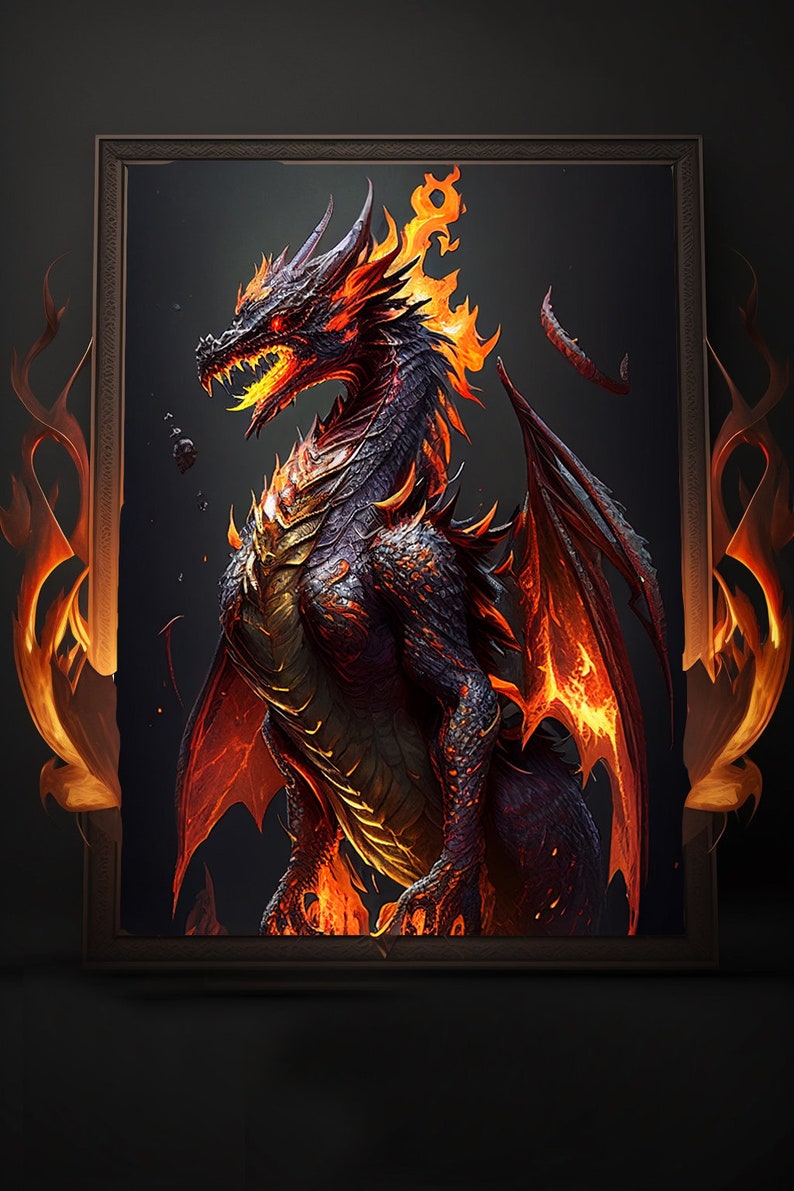 Fire Dragon Digital Art Print Instant Download - Etsy
