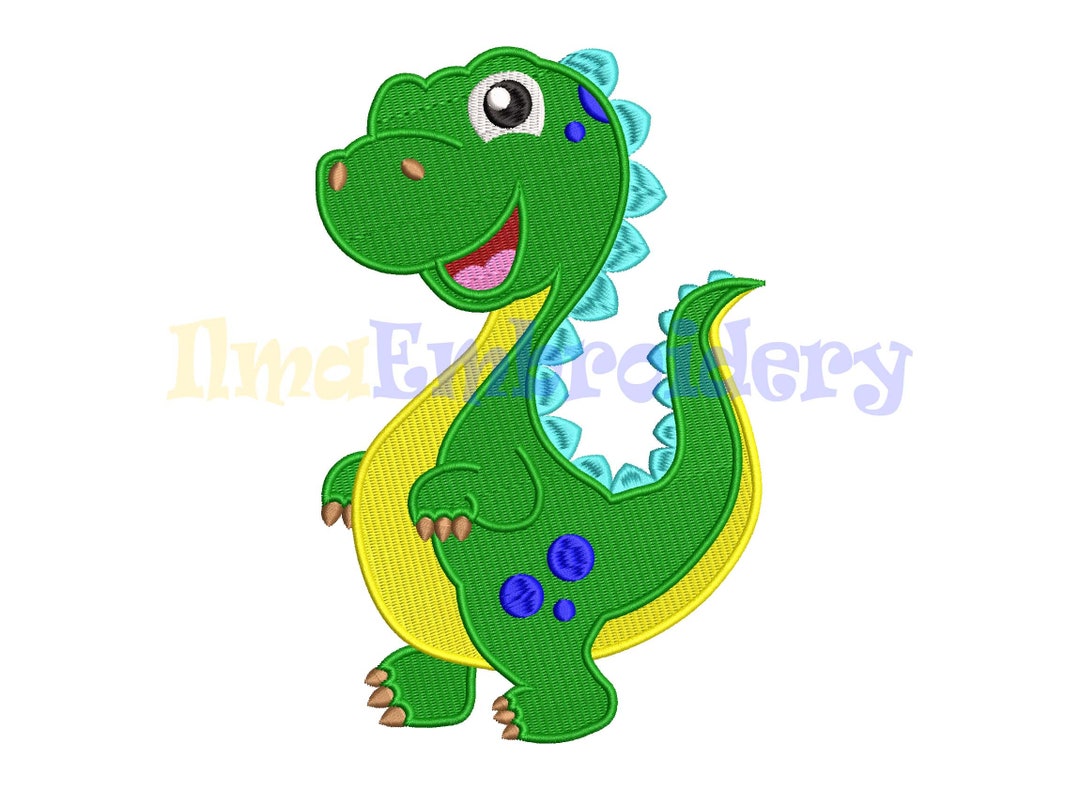 Cute Dinosaur Fill Stitch Embroidery Design, 4 Sizes (instant Download ...