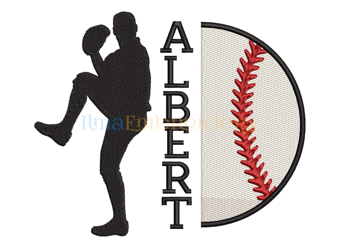 Split Name Baseball Embroidery Design, Baseball Players Embroidery ...
