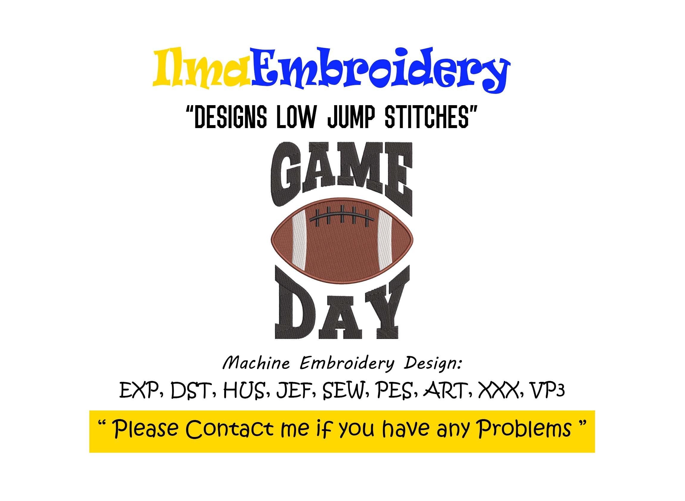 Game Day Football Embroidery Design: Sport Machine Embroidery (4 Sizes ...
