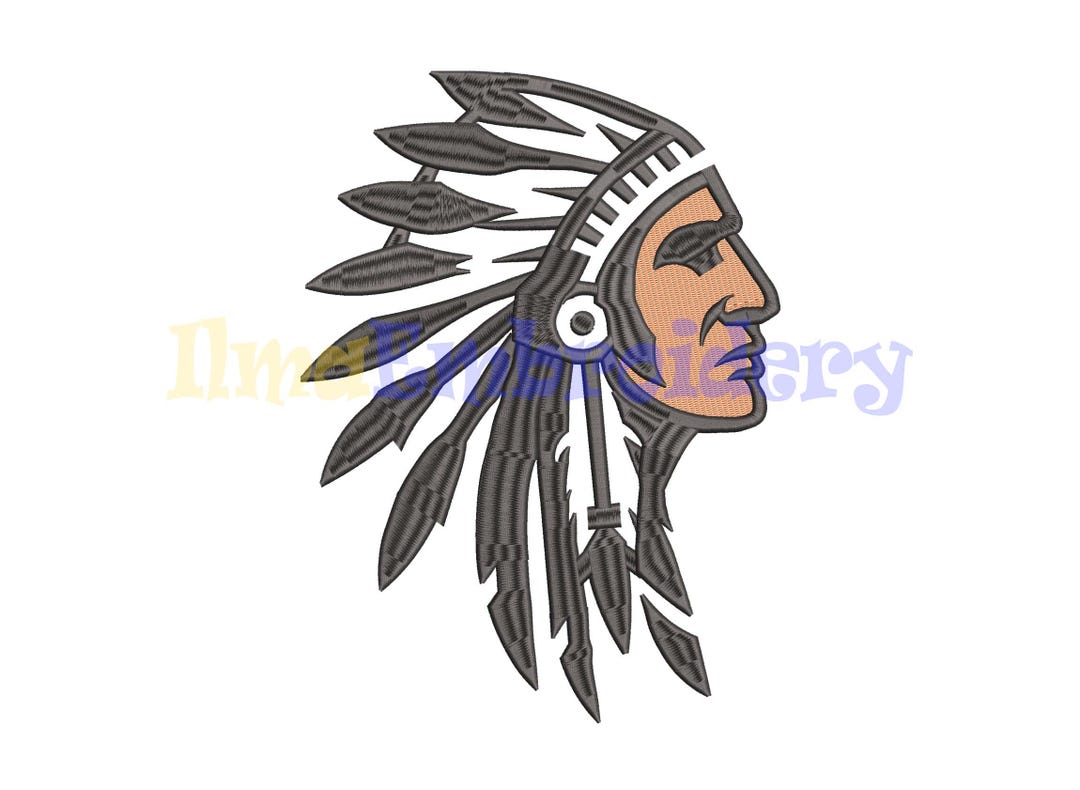 Indian Head Embroidery Design - Native Tribal Machine Embroidery ...