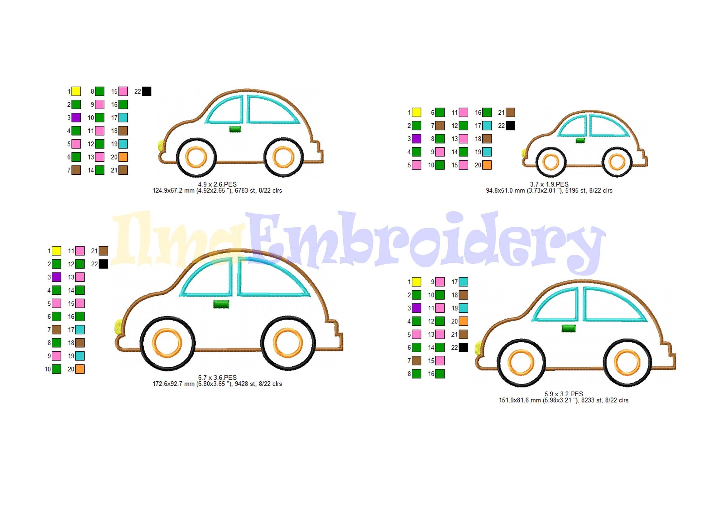 Car Applique Embroidery Design: Vehicle Embroidery, 4 Sizes - Etsy
