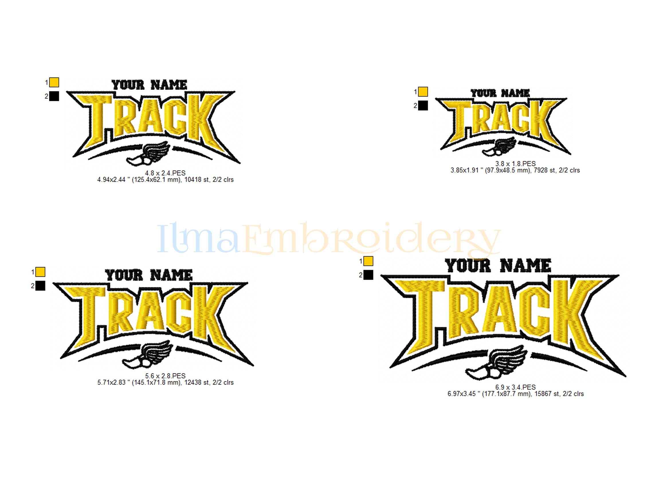 Track Name Text Embroidery Design: Sports Embroidery (4 Sizes) - Etsy