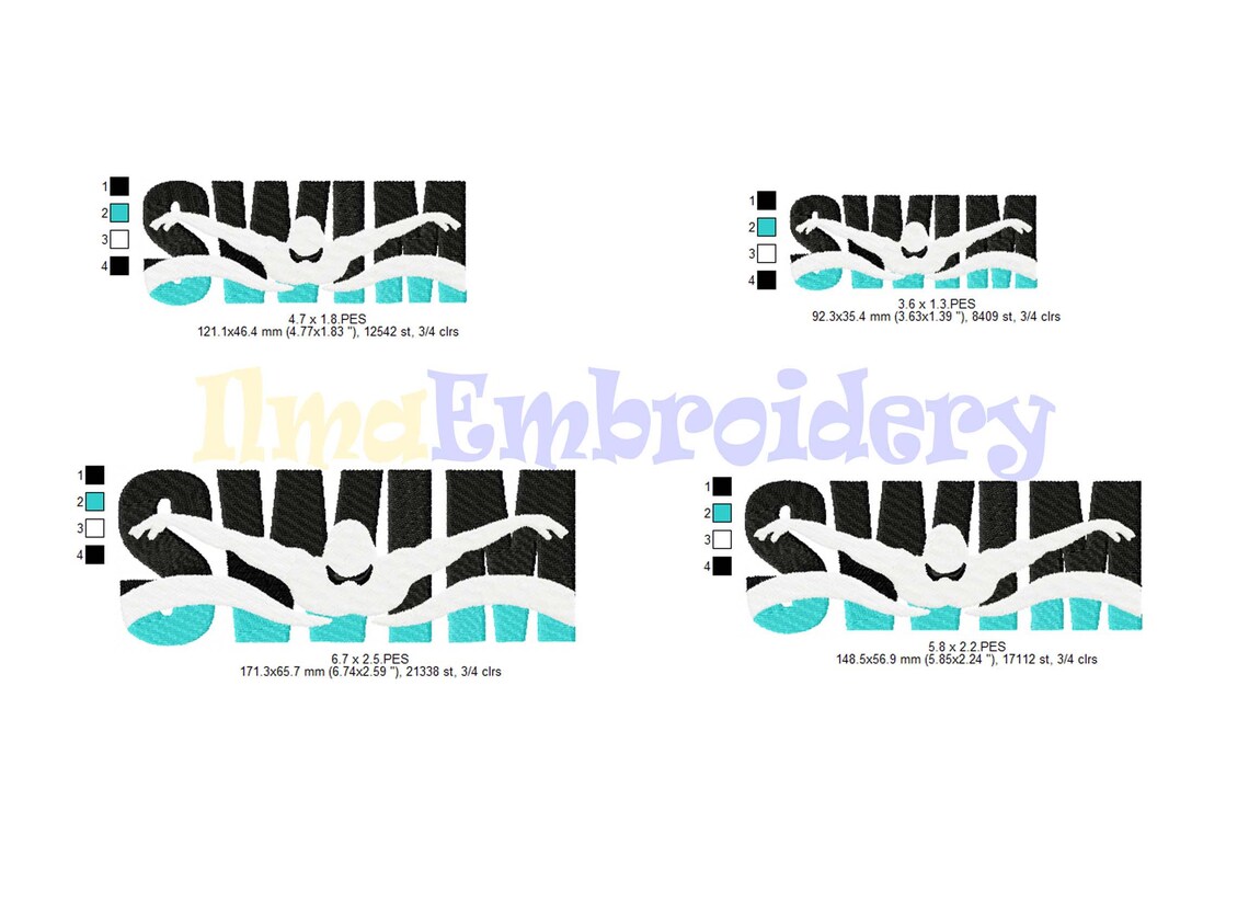 Swim Embroidery Design: Sport Machine Embroidery File (instant Download ...