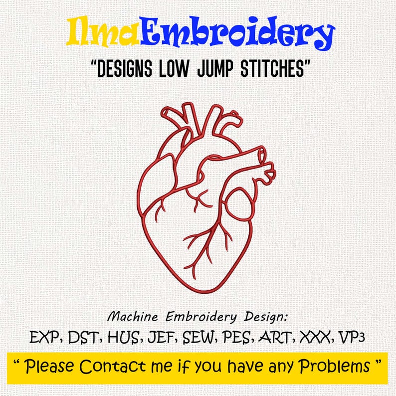 Anatomical Heart Embroidery Design, Medical Valentine Stitch Pattern ...