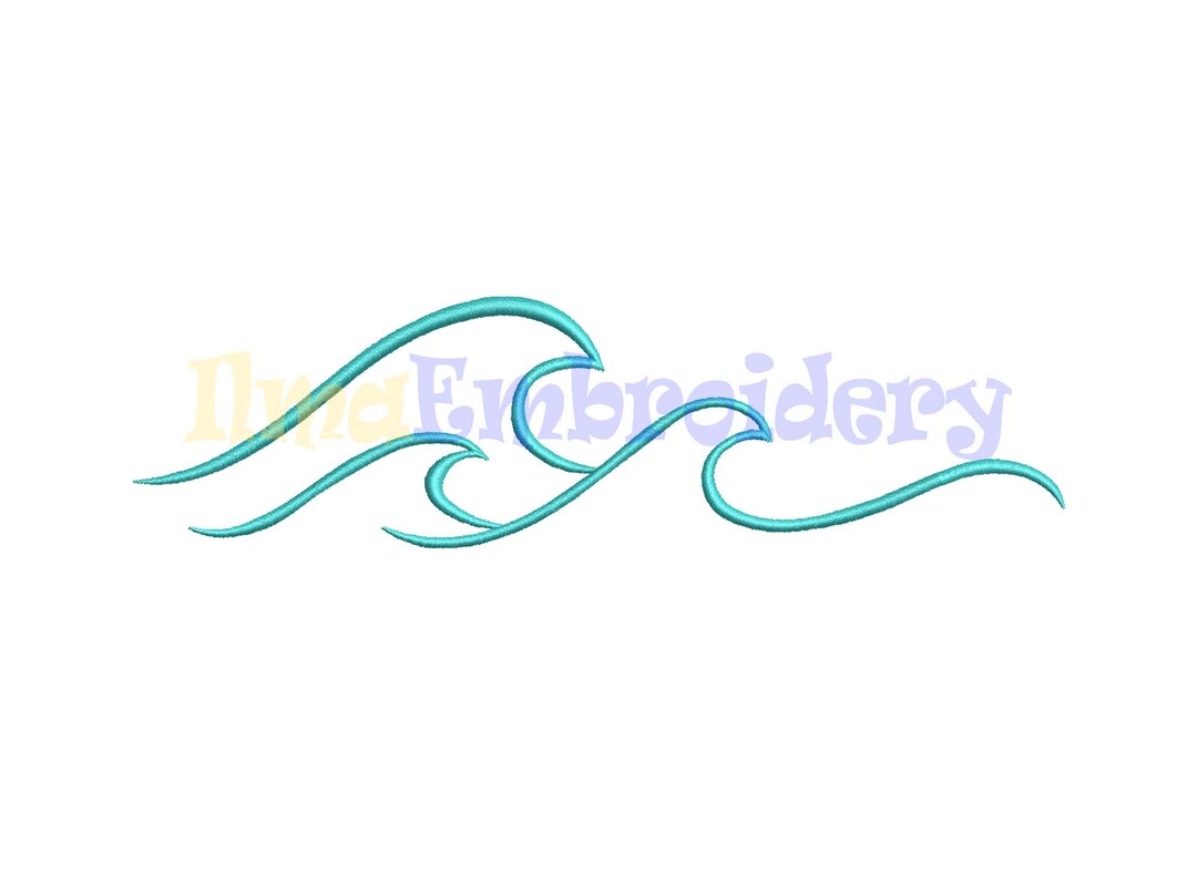 Ocean Wave Embroidery Design - Coastal Beach Machine Stitch - Nautical ...