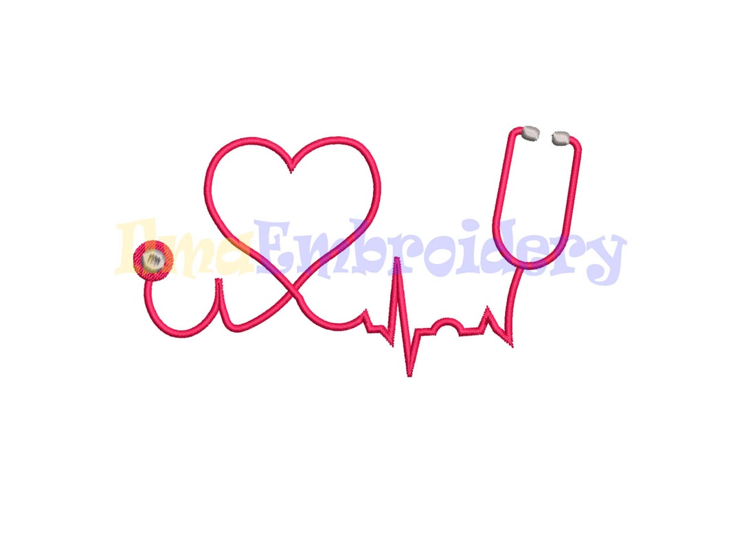 Heart Wave Stethoscope Nursing Embroidery Design, Beat Embroidery ...
