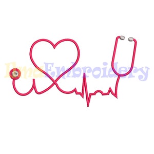 Heart Wave Stethoscope Nursing Embroidery Design, Beat Embroidery ...