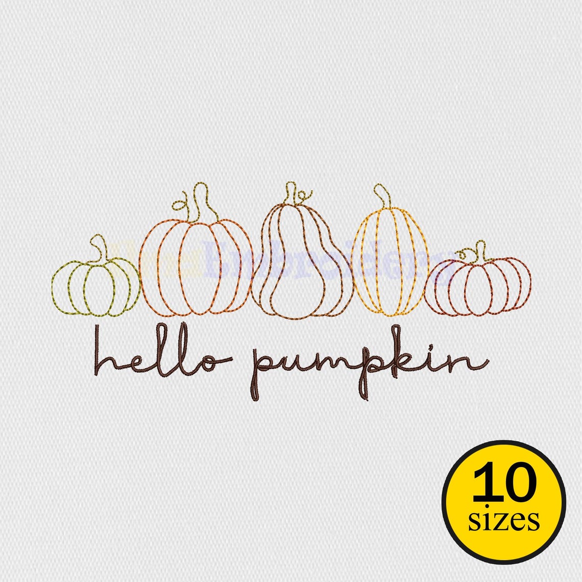 Hello Pumpkin Embroidery Design: Fall Line Art (10 Sizes, Instant ...