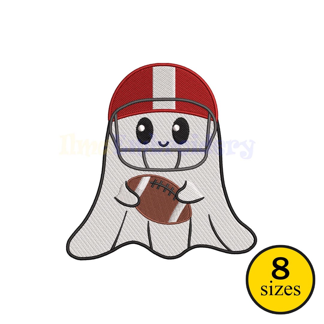 Football Ghost Embroidery Design: Halloween Sports Pattern (instant ...