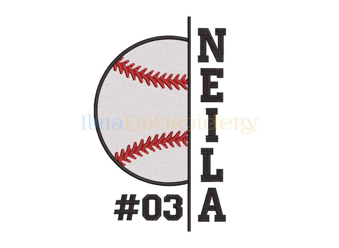 Split Name Baseball Embroidery Design, Baseball Players Embroidery ...