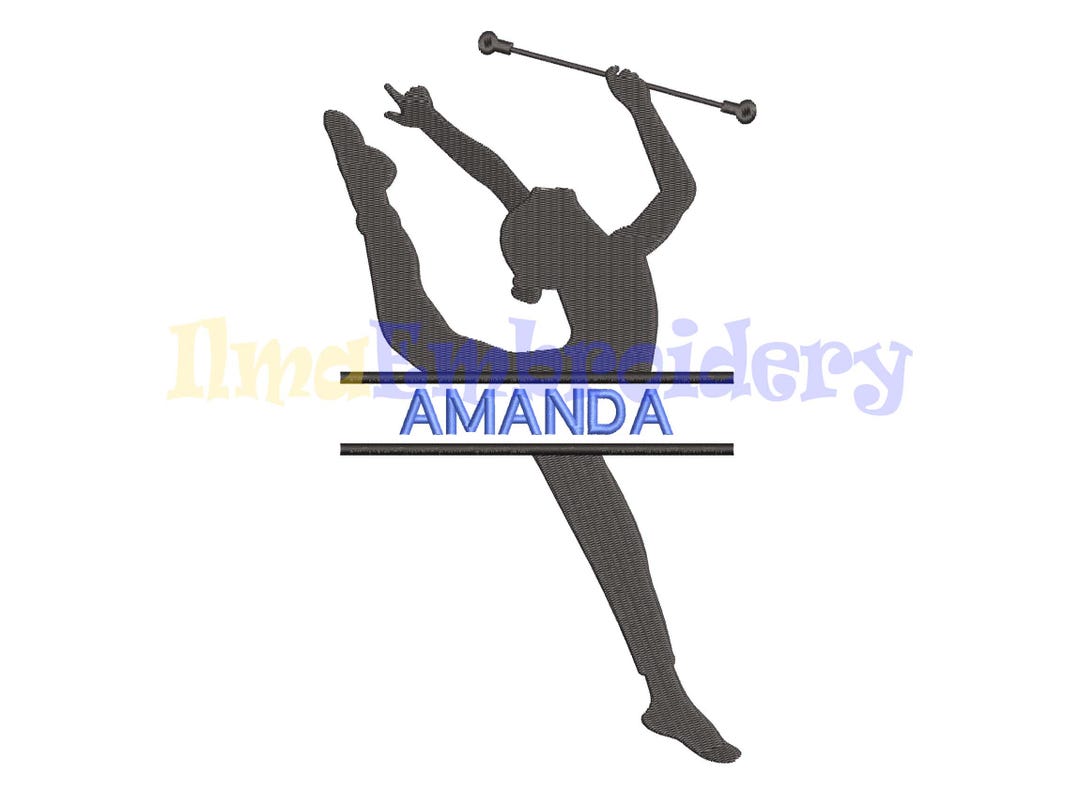 Baton Twirling Embroidery Design - Majorette Girl Machine Stitch File ...