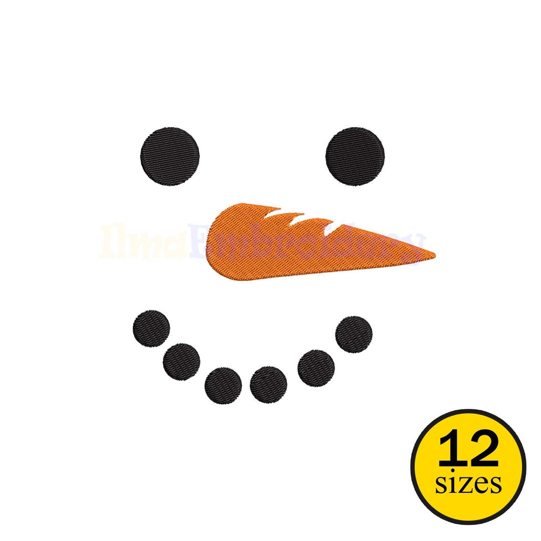 Snowman Face Embroidery Design, Winter Holiday Shirt Pattern (12 Sizes ...
