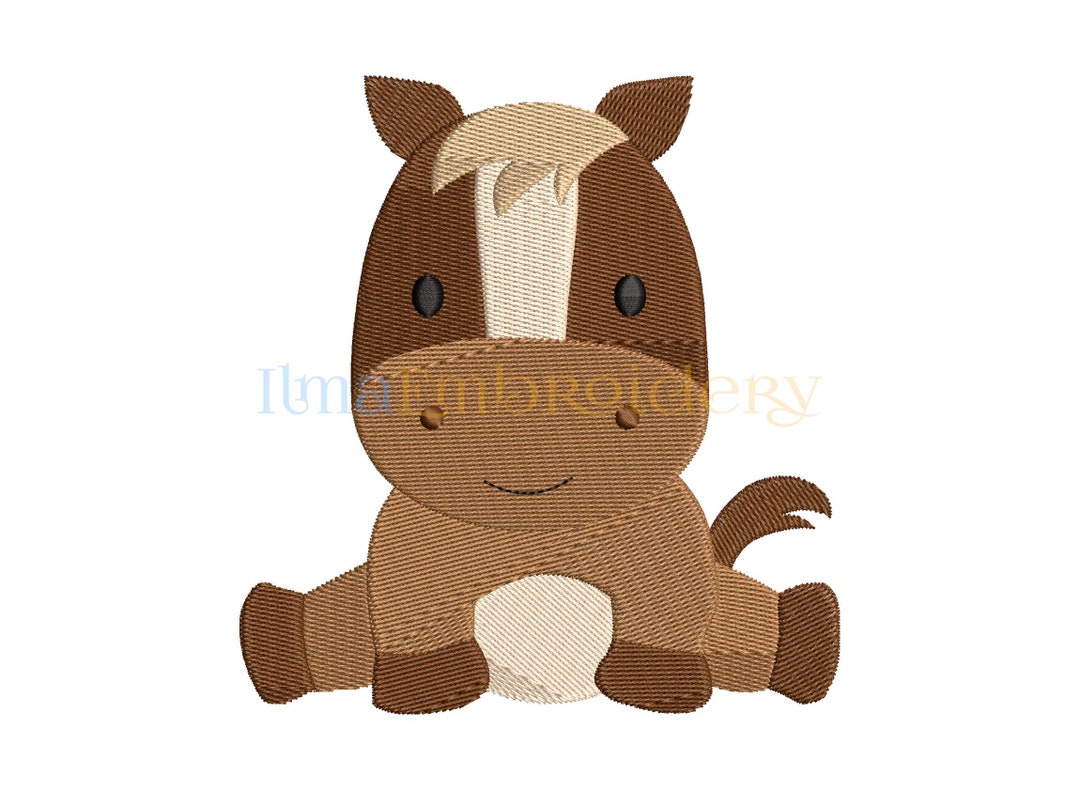 Baby Horse Embroidery Design: Sitting Animal (4 Sizes) - Etsy