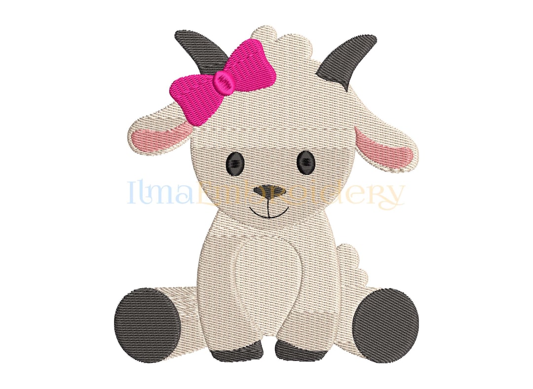 Baby Goat Girl Embroidery Design, Animal Embroidery Design, Machine ...
