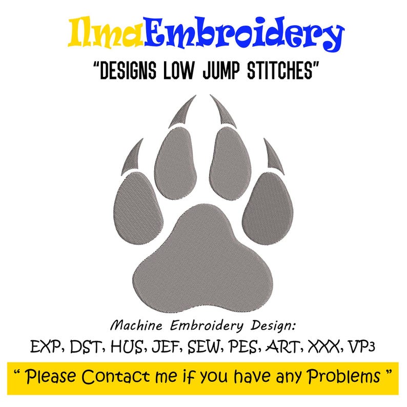 Wolf Paw Print Embroidery Design, Wild Animal Footprint (digital ...