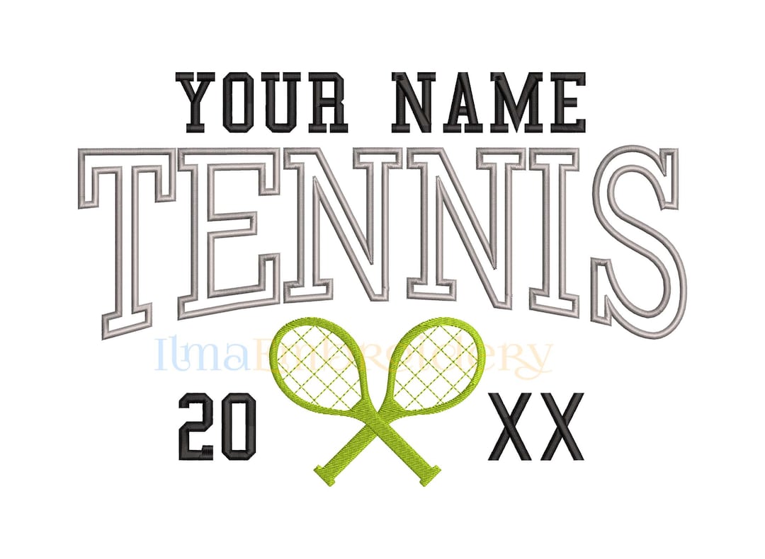 Split Name Tennis Embroidery Design, Tennis Ball Embroidery Design ...