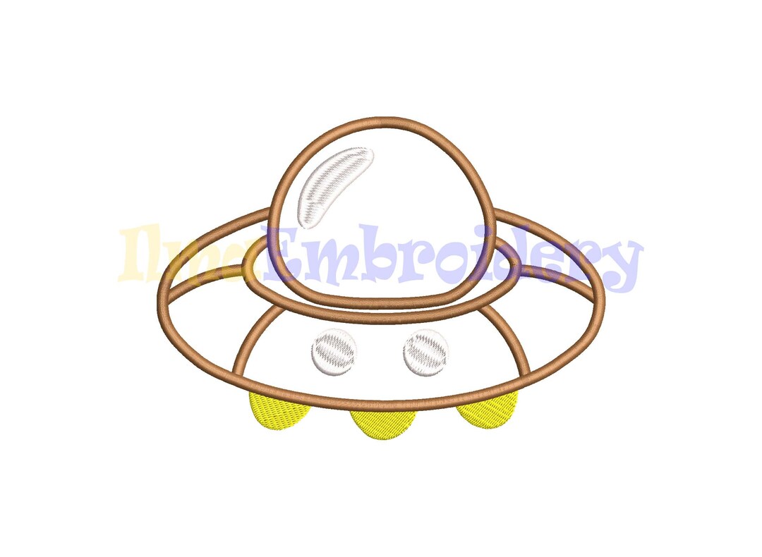 Alien Spaceship Applique Embroidery Design: UFO Flying Saucer (4 Sizes ...