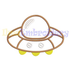 Alien Spaceship Applique Embroidery Design: UFO Flying Saucer (4 Sizes ...